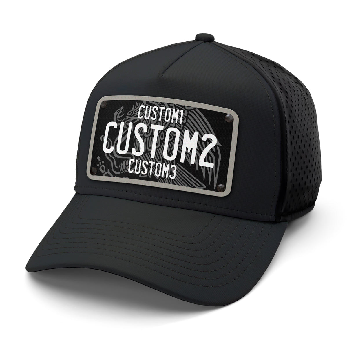 Custom Black & White Universal License Plate Hat — CityLocs