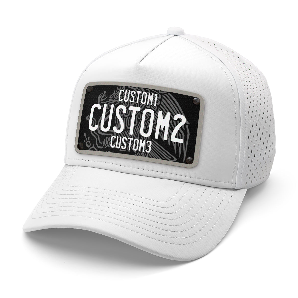 Custom Black & White Universal License Plate Hat — CityLocs
