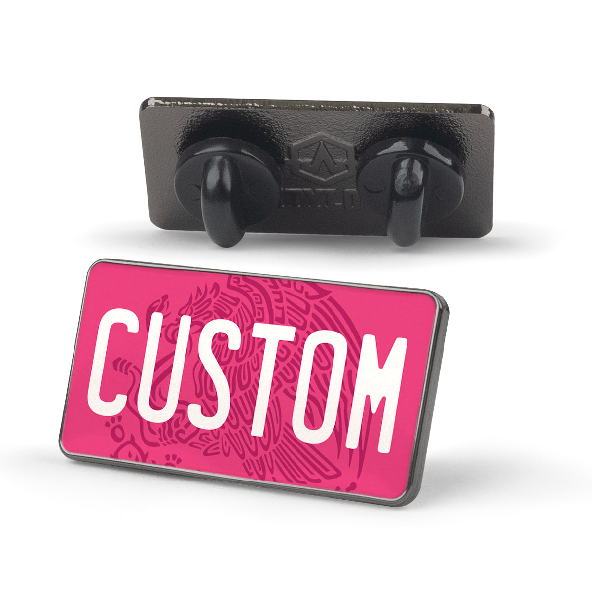 MX Pink White Universal License Plate Enamel Pin — CityLocs