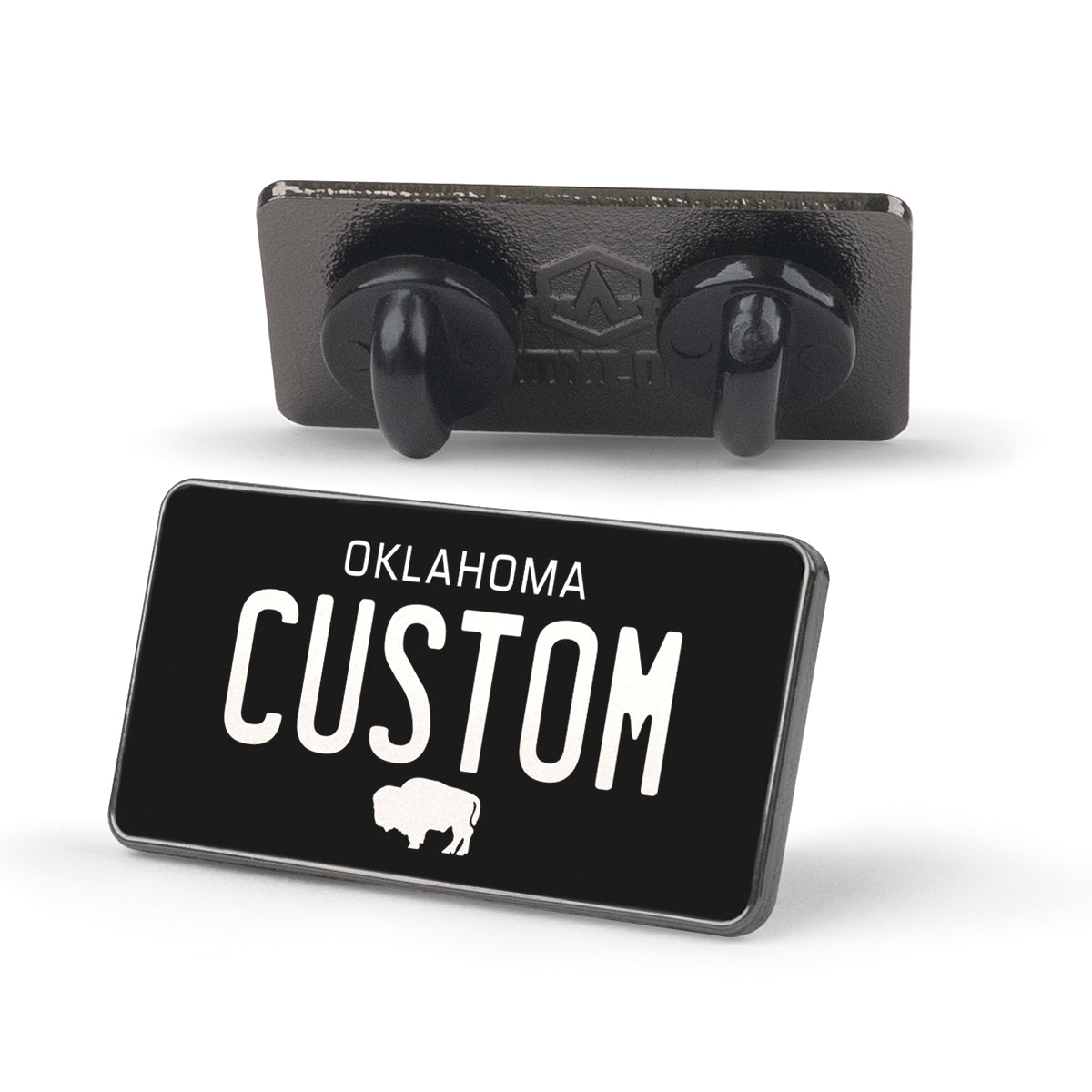 Oklahoma Black License Plate Enamel Pin — CityLocs