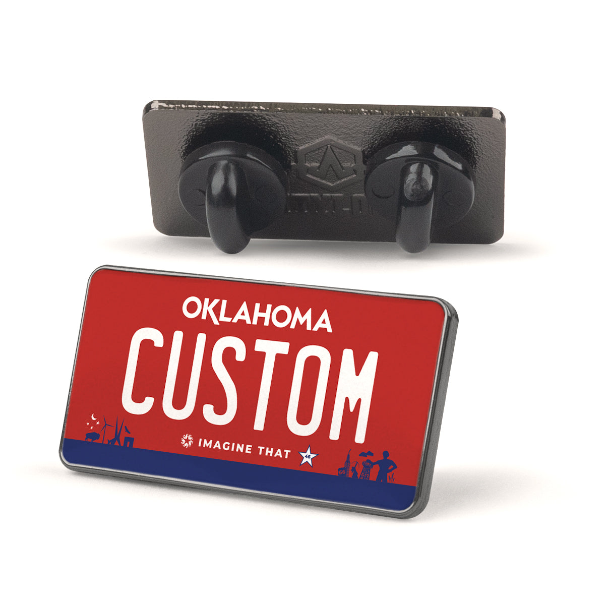 Oklahoma Red License Plate Enamel Pin — CityLocs
