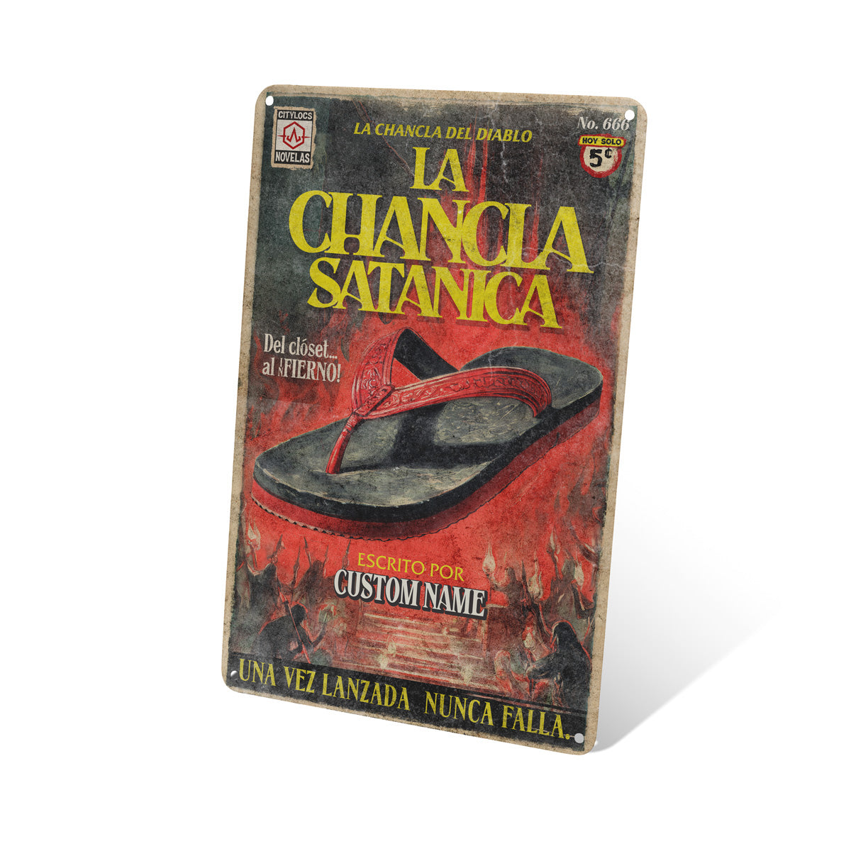 La Chancla Satánica Tin Sign | Horror Comedy Wall Art — CityLocs