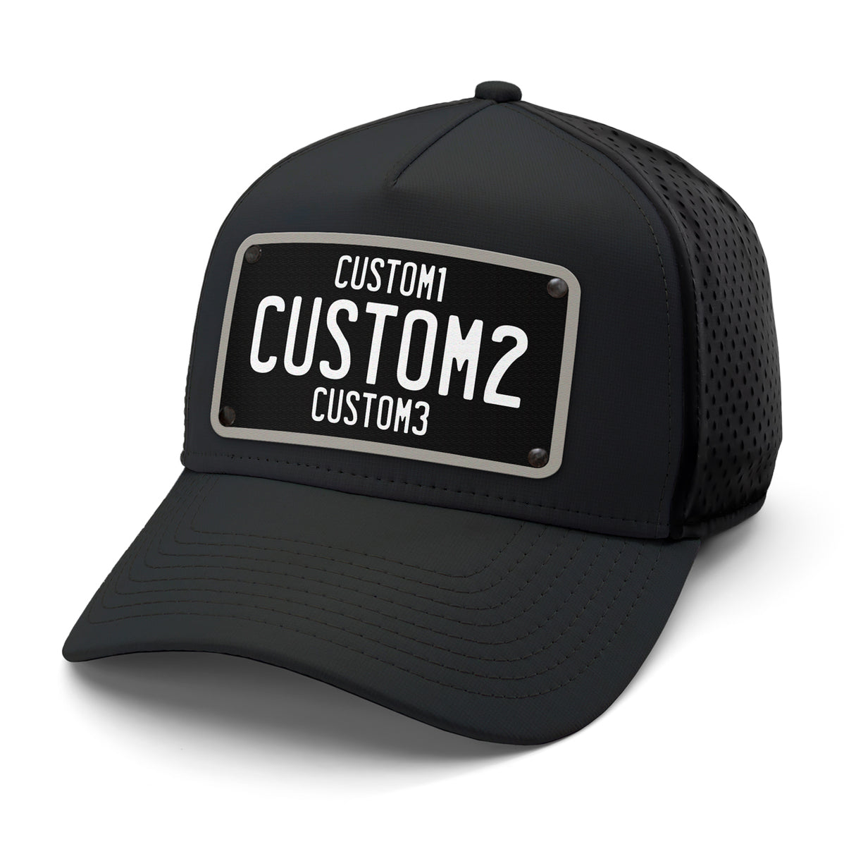 Custom Black & White Universal License Plate Hat — CityLocs