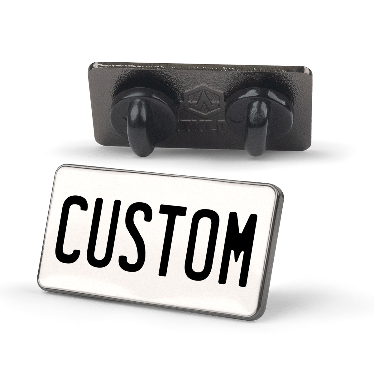 White Black Universal License Plate Enamel Pin — CityLocs