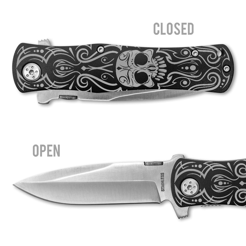 Pinstripe Skull Pocket Tool: Versatile and Stylish Accessory — CityLocs